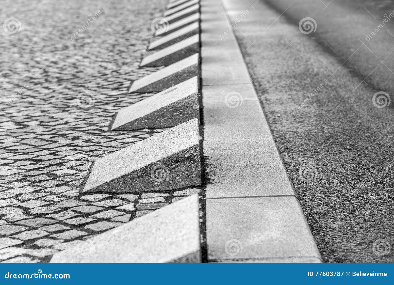 Stone Border and Asphalt Road. Stock Image - Image of cement, street ...