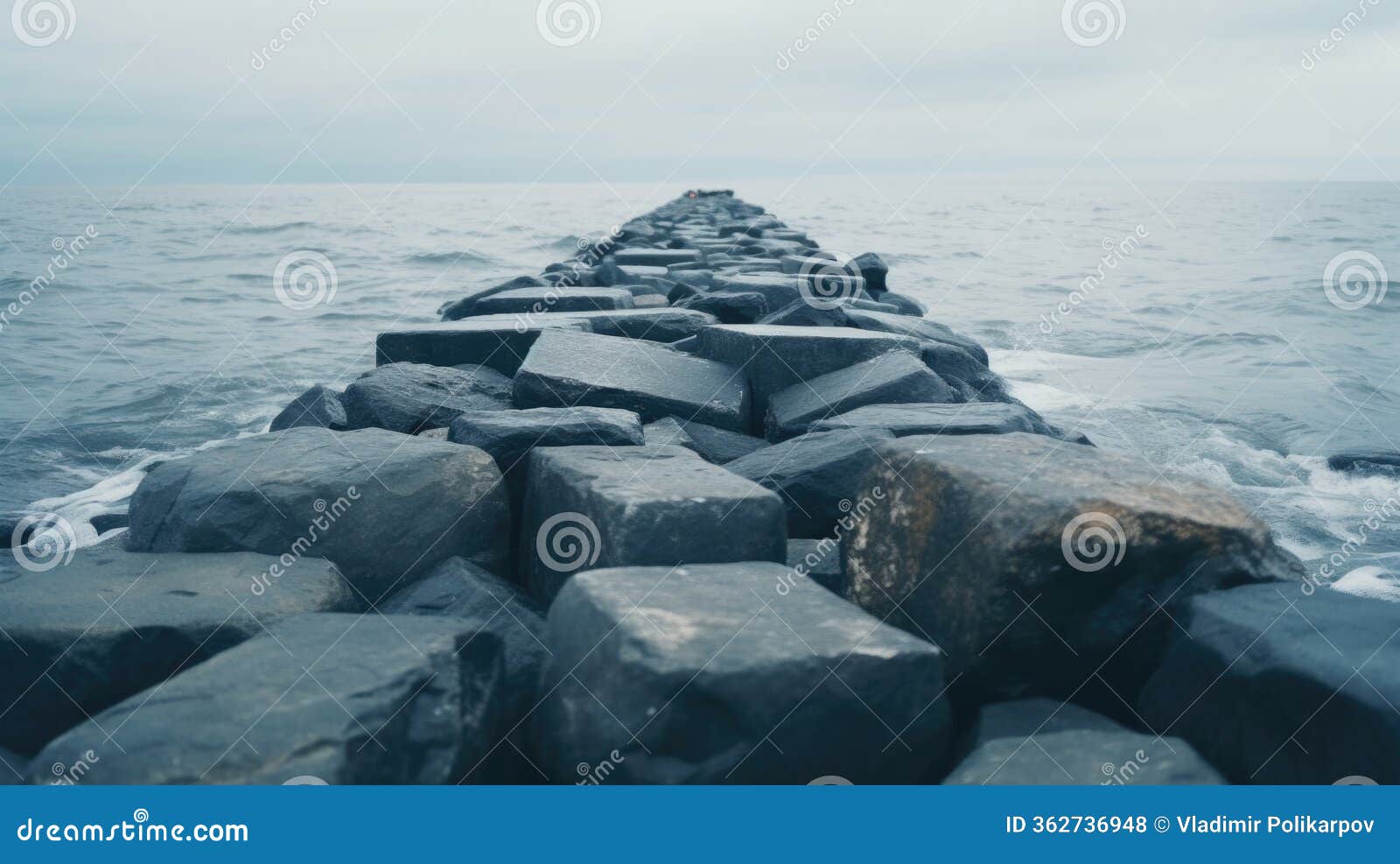A Stone Break Wall Extending into the Ocean, Perfect for Coastal Themes ...