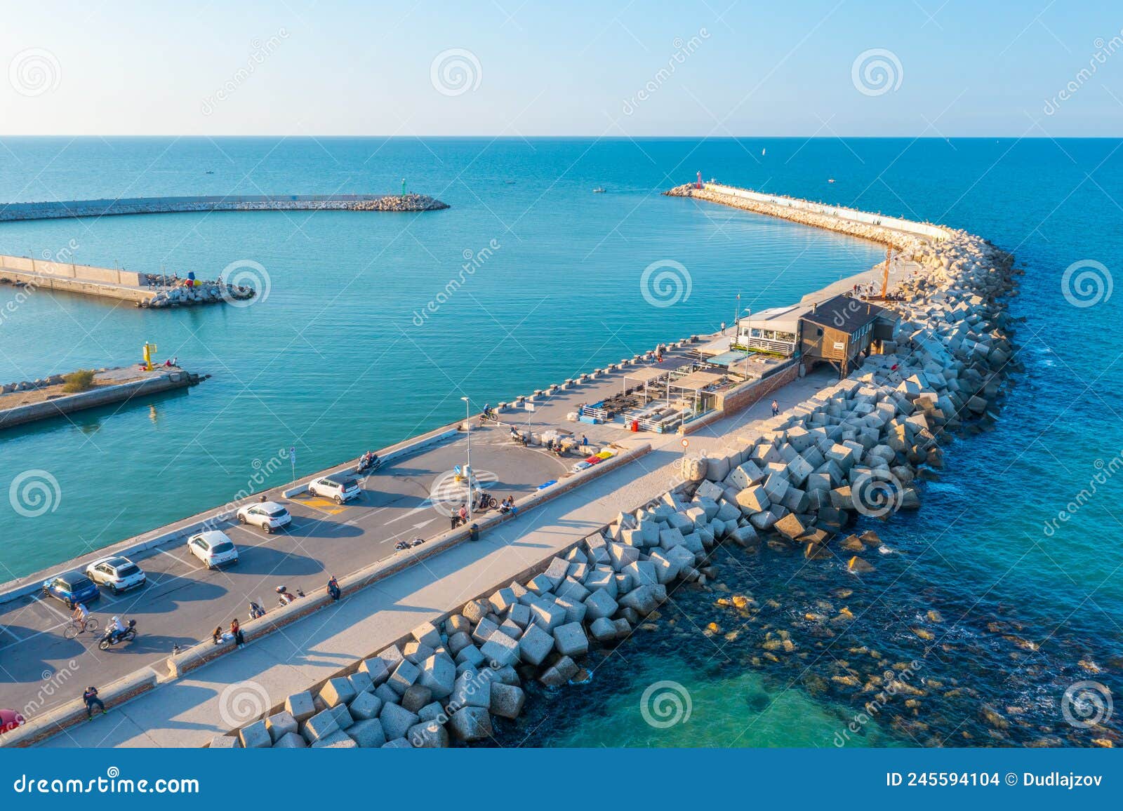 Stone Breakwater in the Italian Town Pesaro Stock Photo - Image of port ...