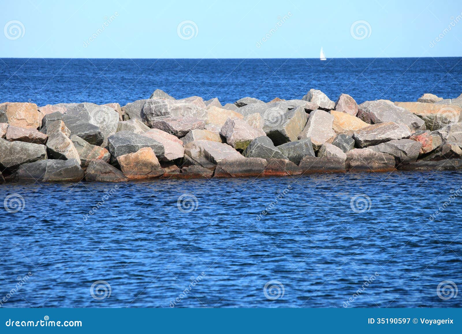 Stone Breakwater for Protection of Coast Stock Image - Image of breaker ...
