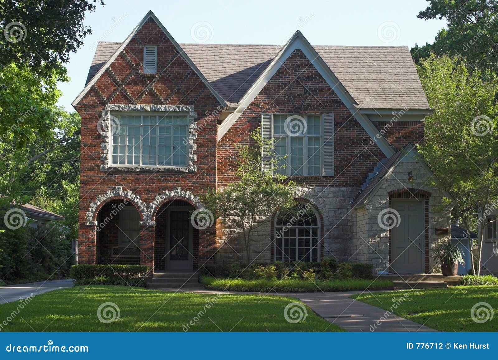 Stone and Brick Duplex stock photo. Image of grass, residential - 776712