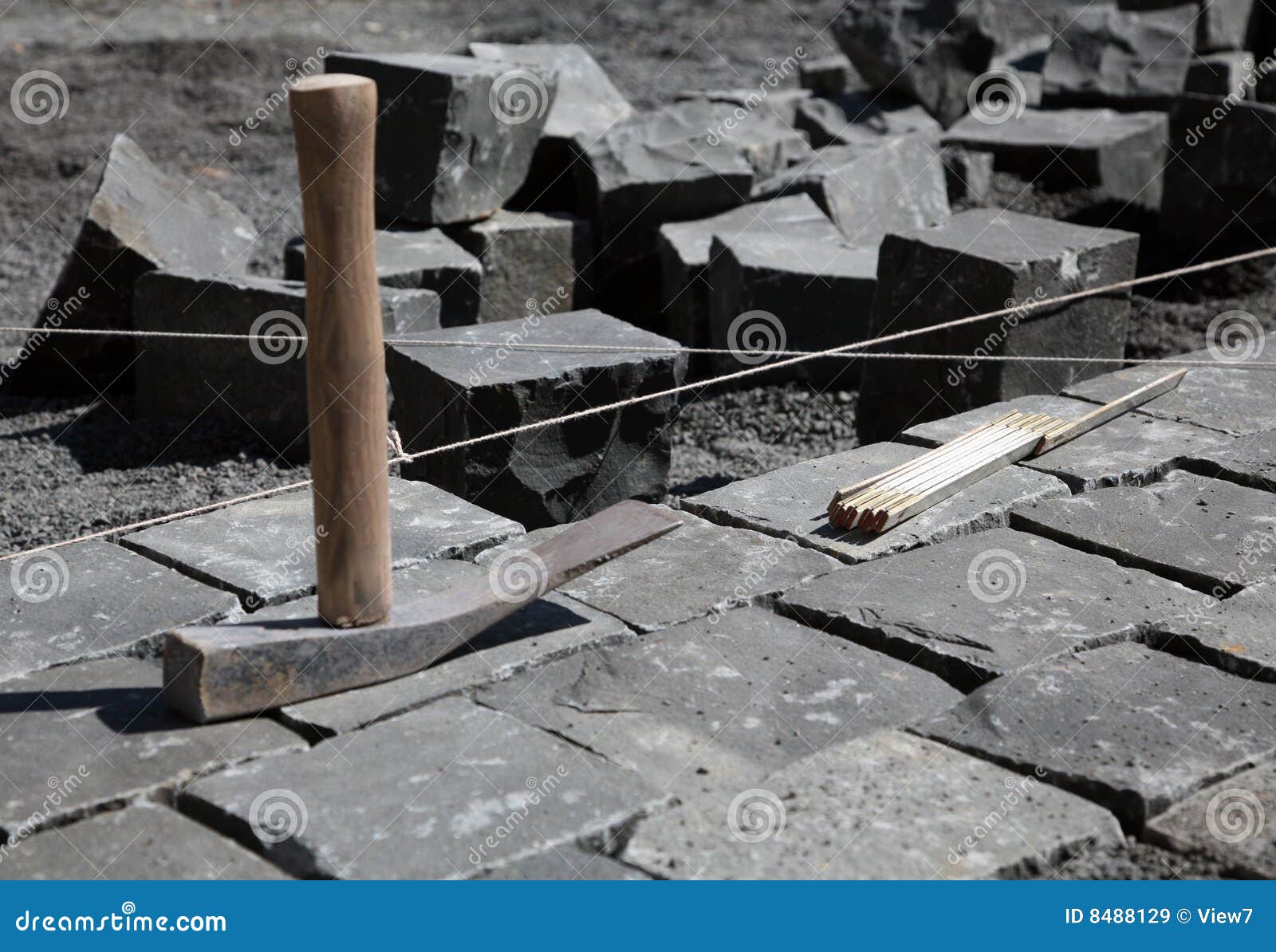 Stone or brick and tools stock image. Image of architecture - 8488129