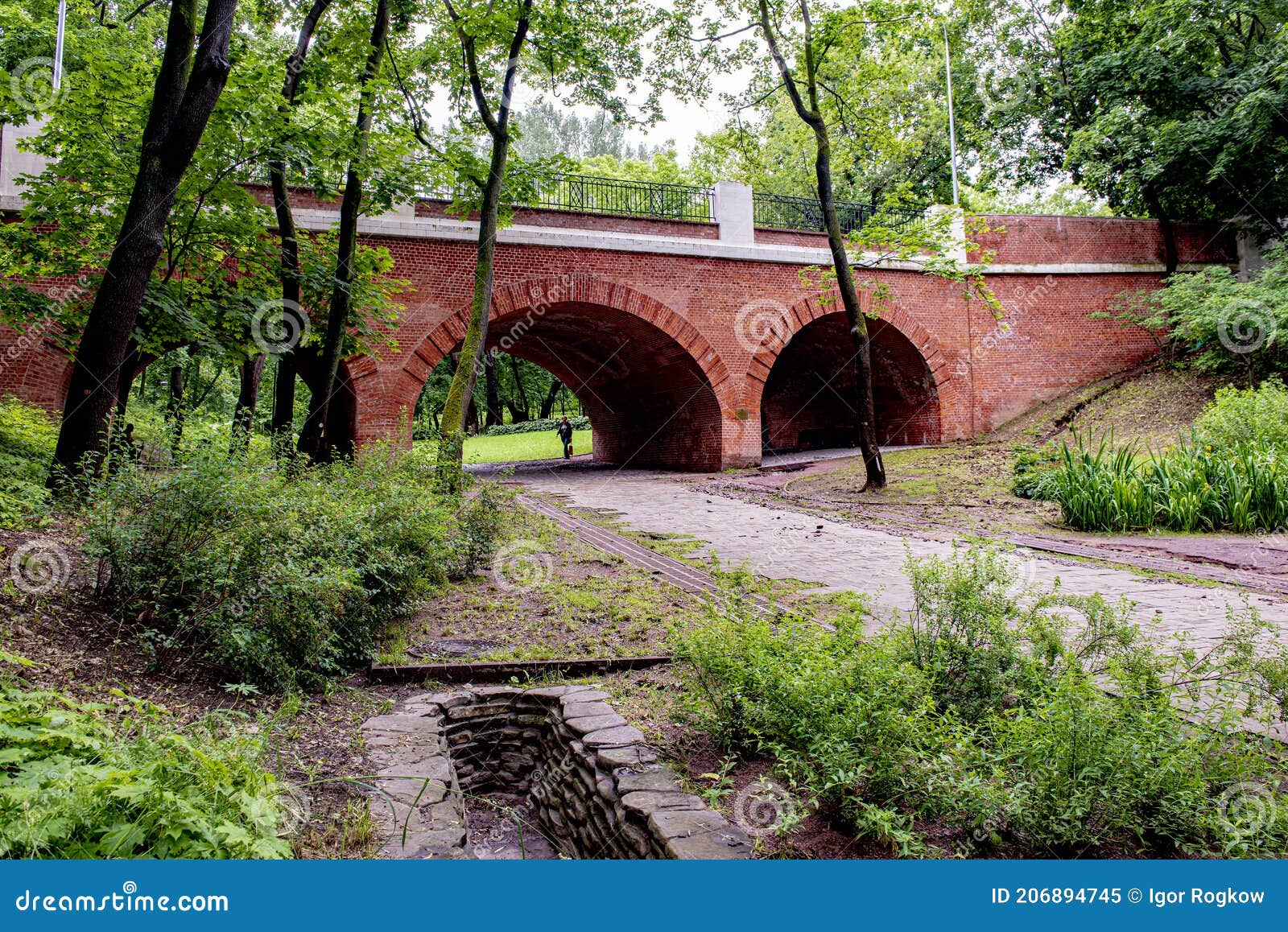 Stone Brick Vintage Bridge in the Park on a Summer Day in the Grass ...