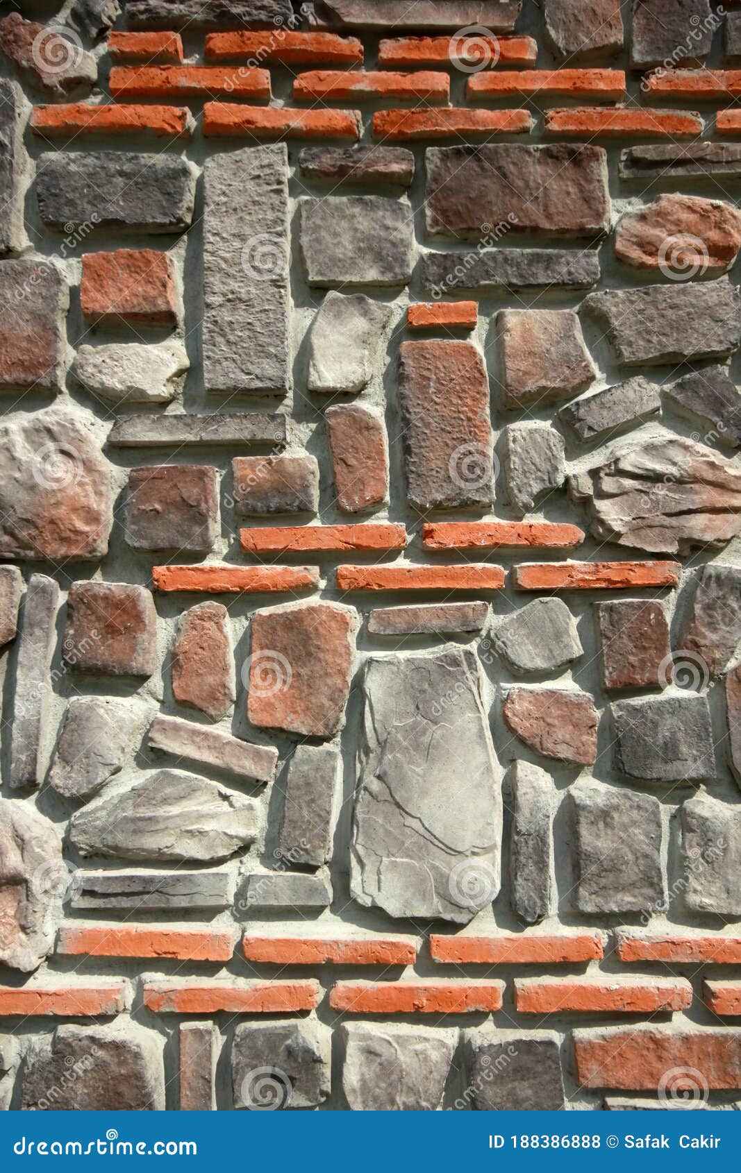 Stone and brick wall. stock photo. Image of modern, boundary - 188386888