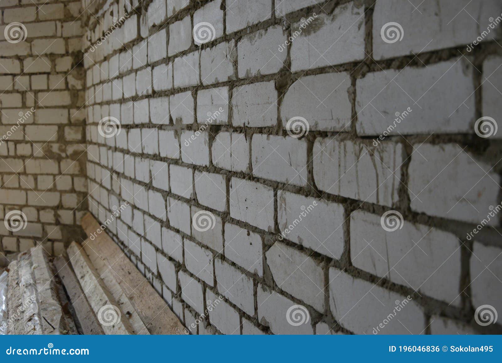 Stone Brick Wall in an Unfinished Residential Building Stock Photo ...
