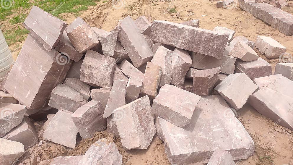 Big Stone Bricks in the Field Stock Photo - Image of industry, cement ...