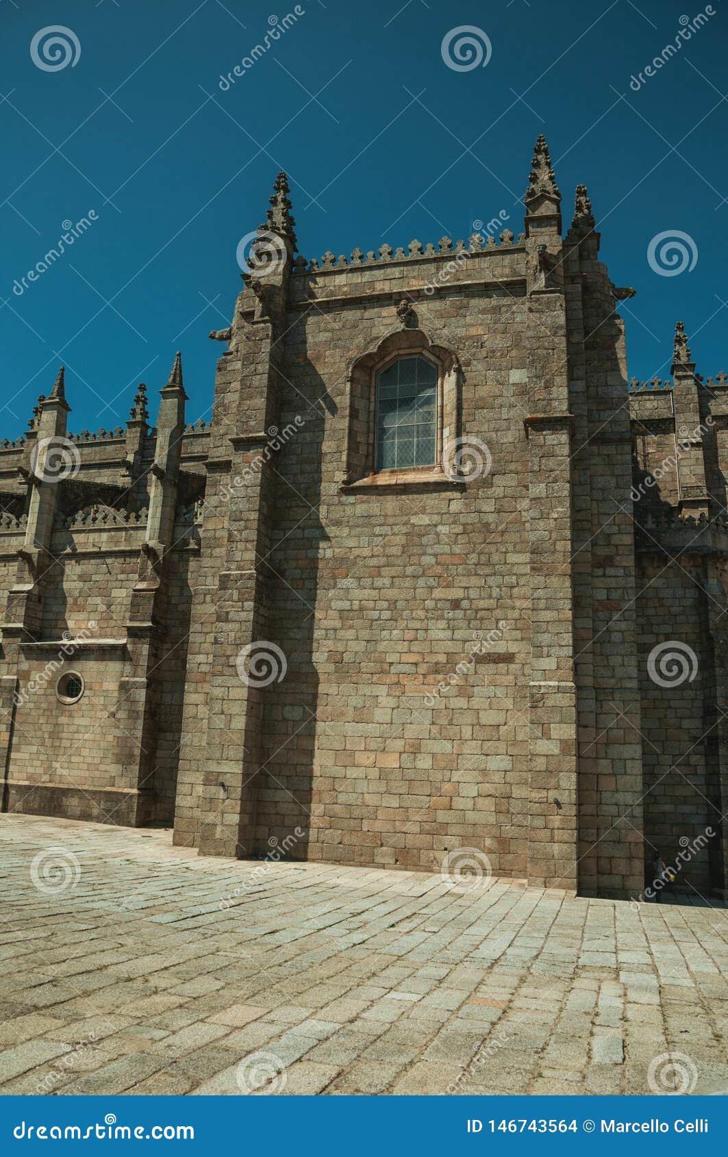 Stone Bricks Wall with Buttresses and Pinnacles Decoration Stock Photo ...