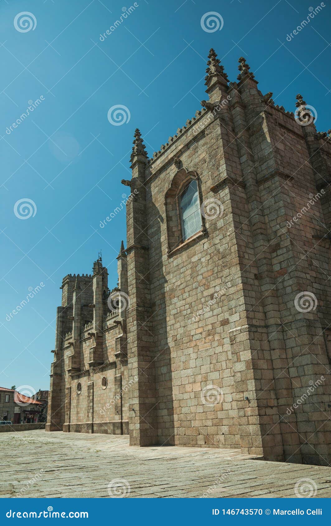 Stone Bricks Wall with Buttresses and Pinnacles Decoration Stock Photo ...