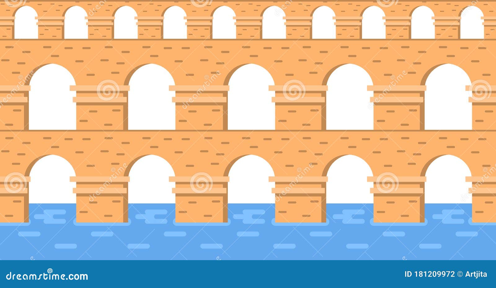 Stone Bridge Aqueduct Vector. City Architecture Element and Ancient ...