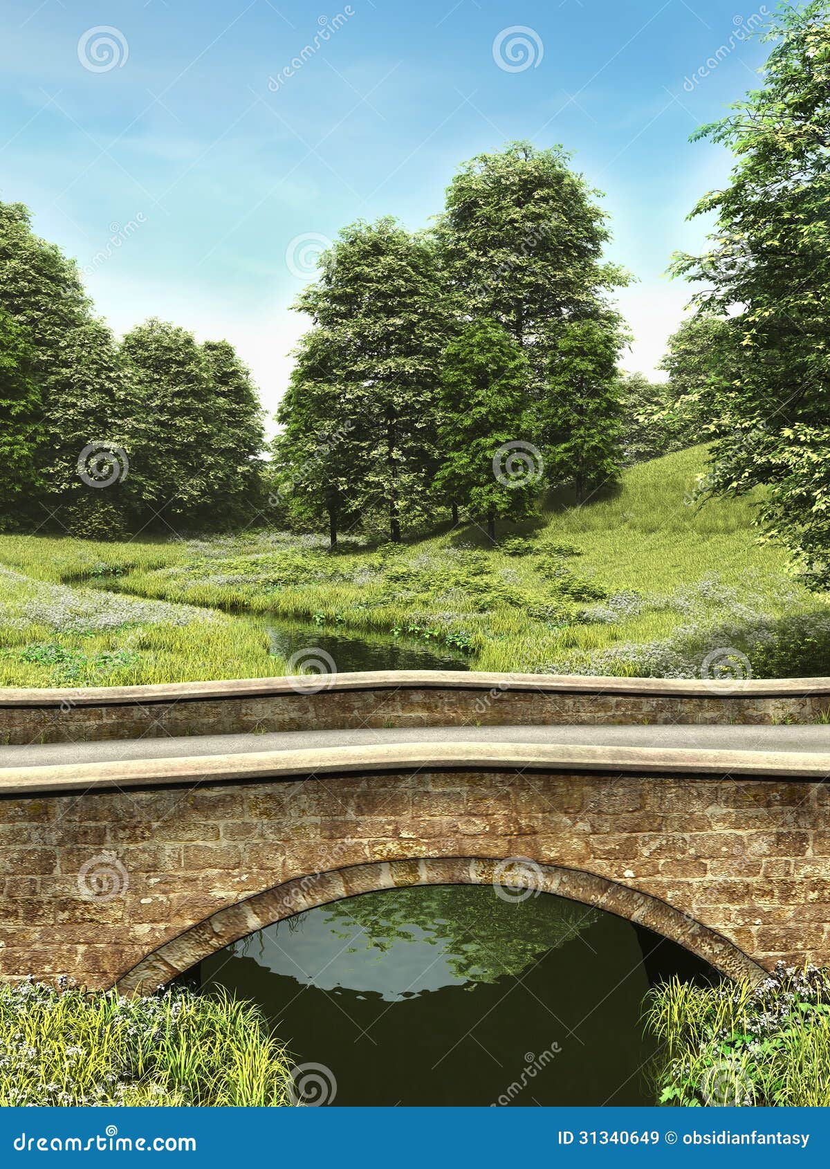 Stone Bridge Countryside Stock Illustrations – 250 Stone Bridge ...