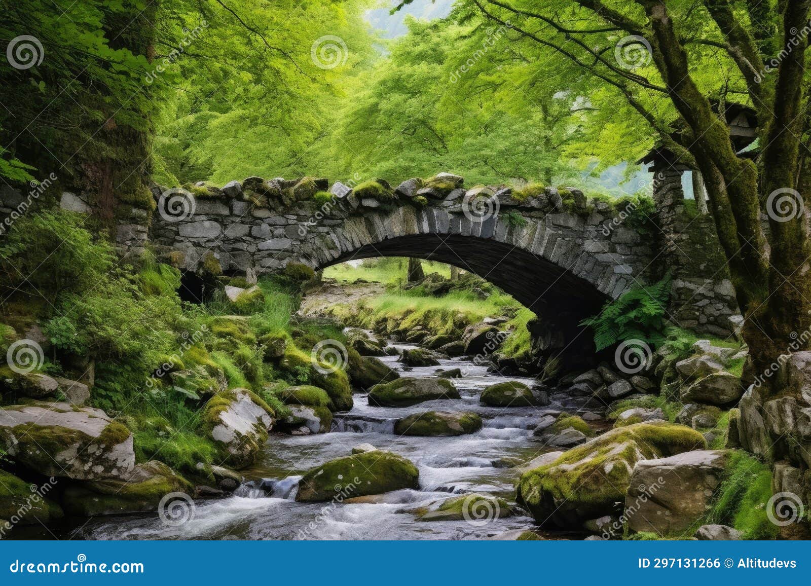 A Stone Bridge Crossing a Stream in a Mountain Hamlet Stock Photo ...
