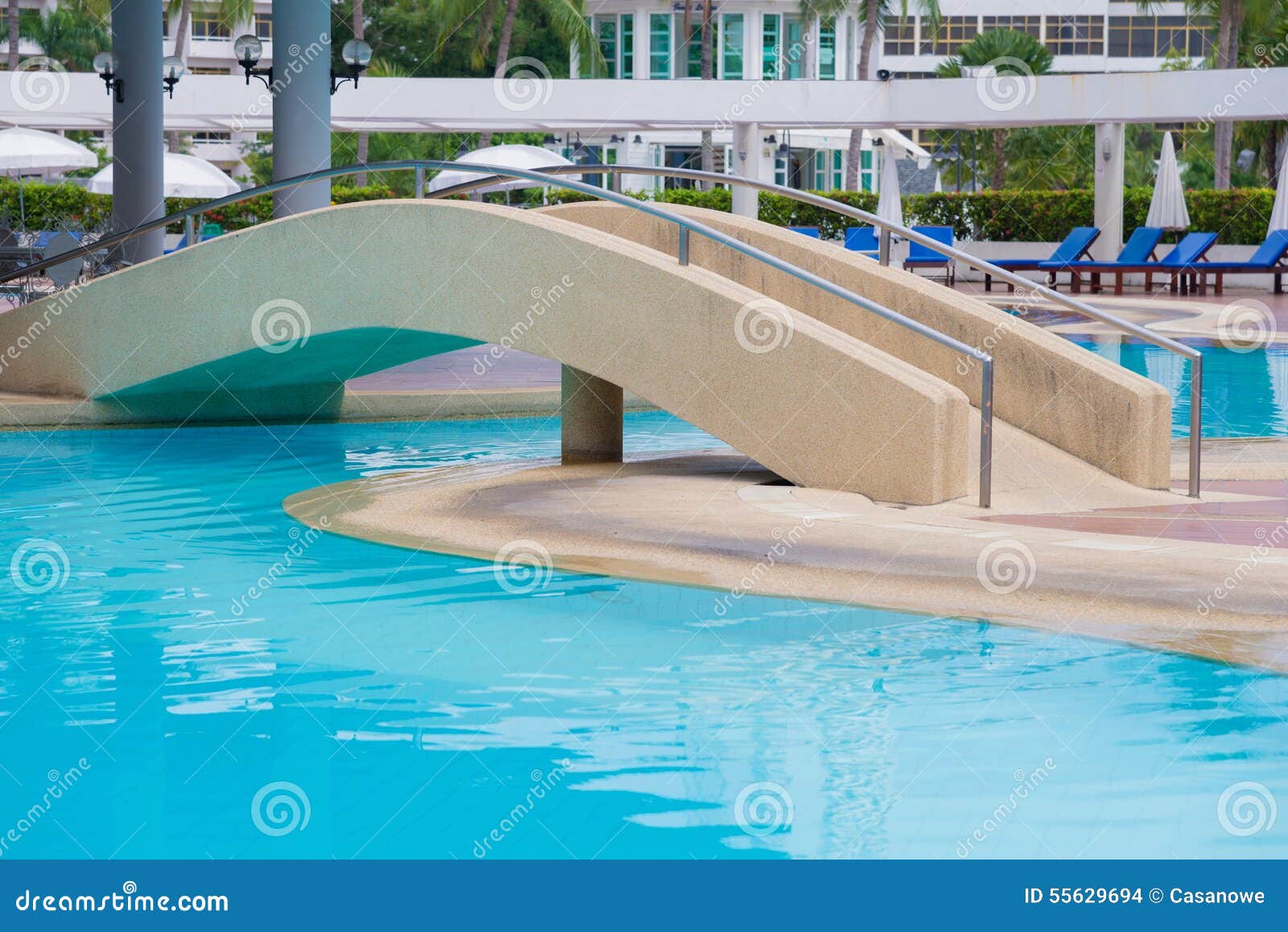 Stone Bridge Crossing on Swimming Pool Stock Photo - Image of nature ...