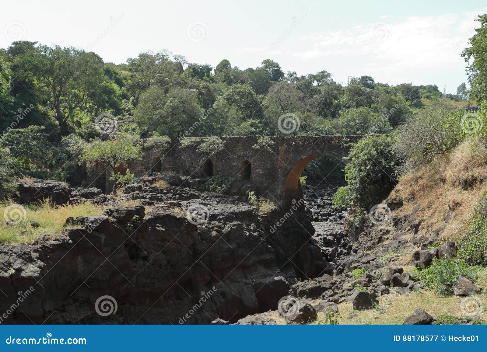 Stone Bridge of Ethiopia Over the Blue Nile Stock Image - Image of lake ...