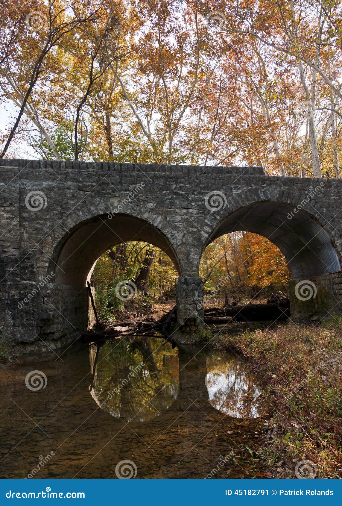 Stone bridge in fall stock image. Image of tree, orange - 45182791