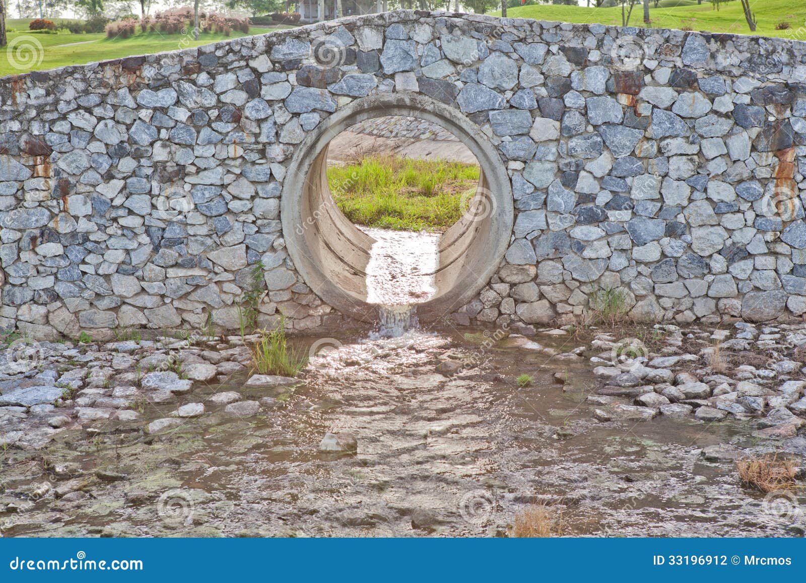Stone Bridge in Golf Course with Sewer Stock Photo - Image of pipe ...