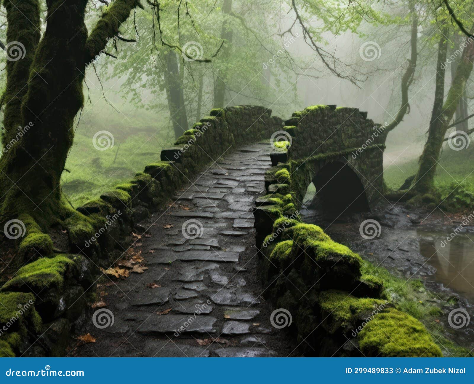 A Stone Bridge with Moss on it Stock Illustration - Illustration of ...