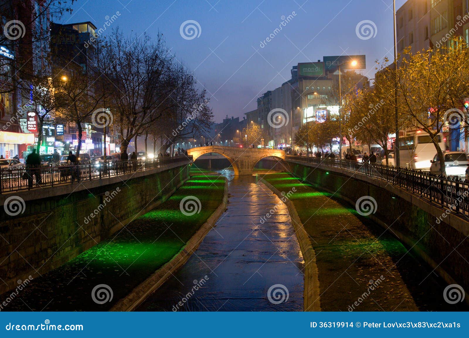 Stone Bridge in Night - Turkey Editorial Stock Image - Image of ...