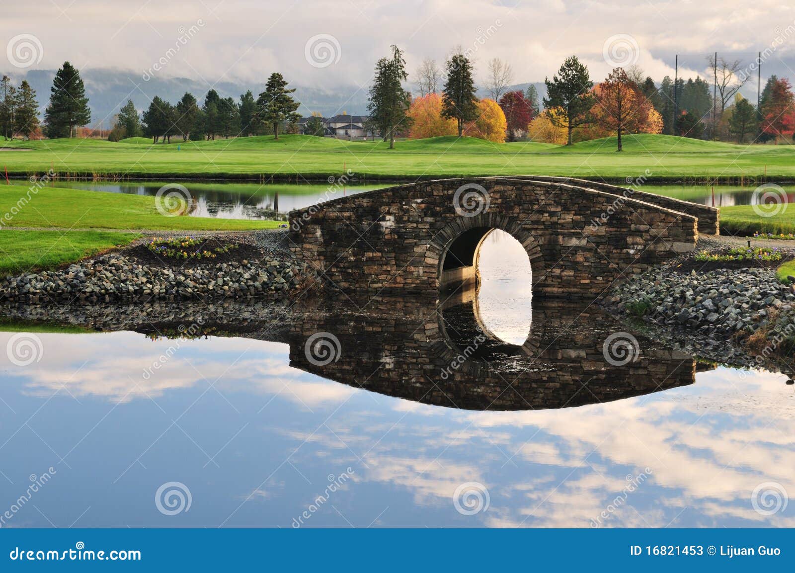 Stone Bridge Over Creek on Golf Course Stock Image - Image of ...