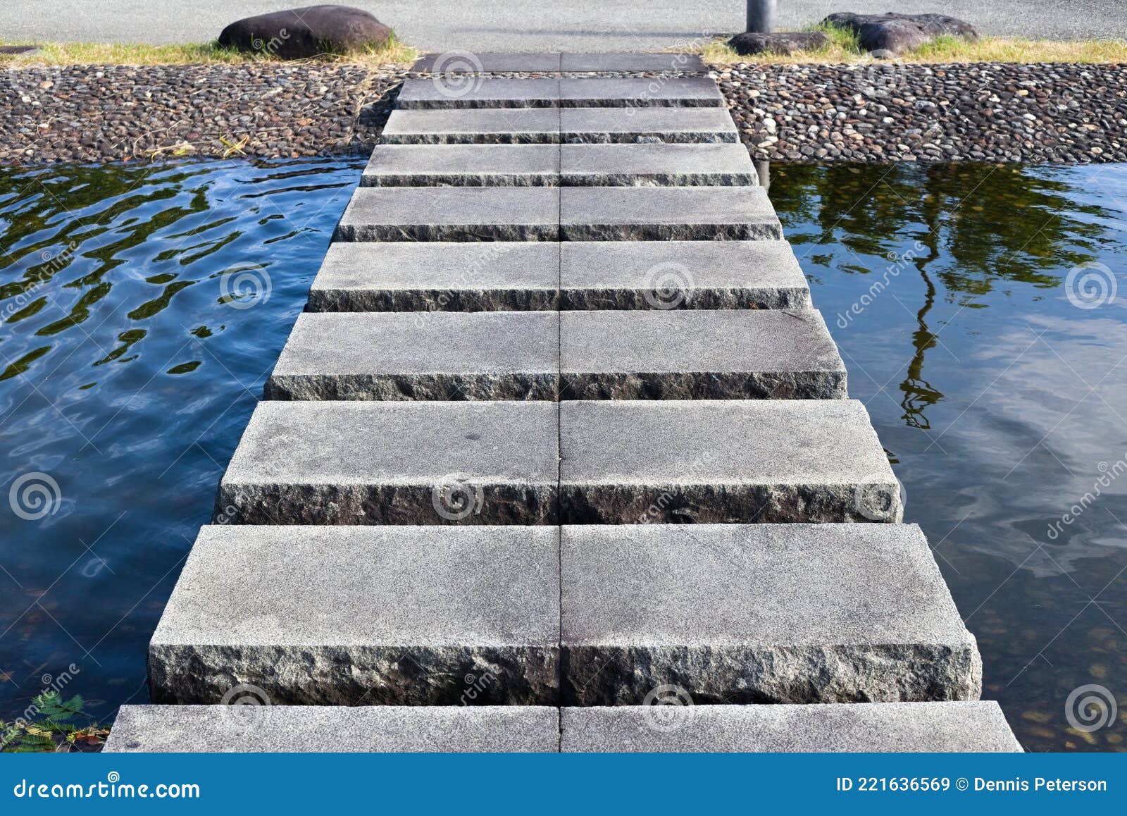 Stone Bridge Over Small Pond Stock Image - Image of garden, step: 221636569