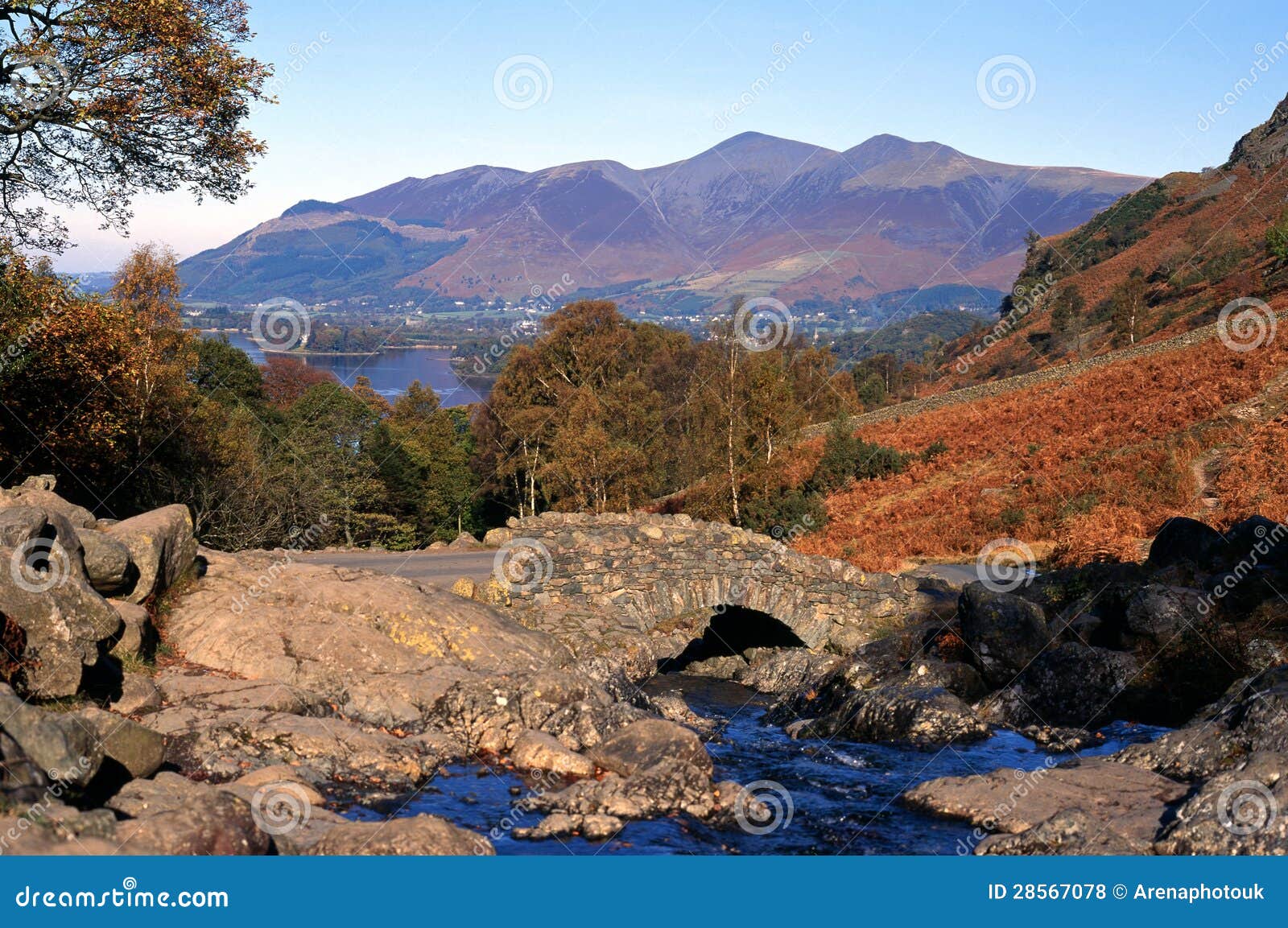 Stone Bridge Over Stream, Derwent Water, Yorkshire. Stock Photo - Image ...