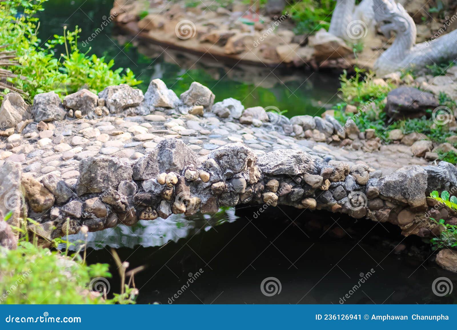Stone Bridge Over Water Decorative in Garden Background Stock Image ...