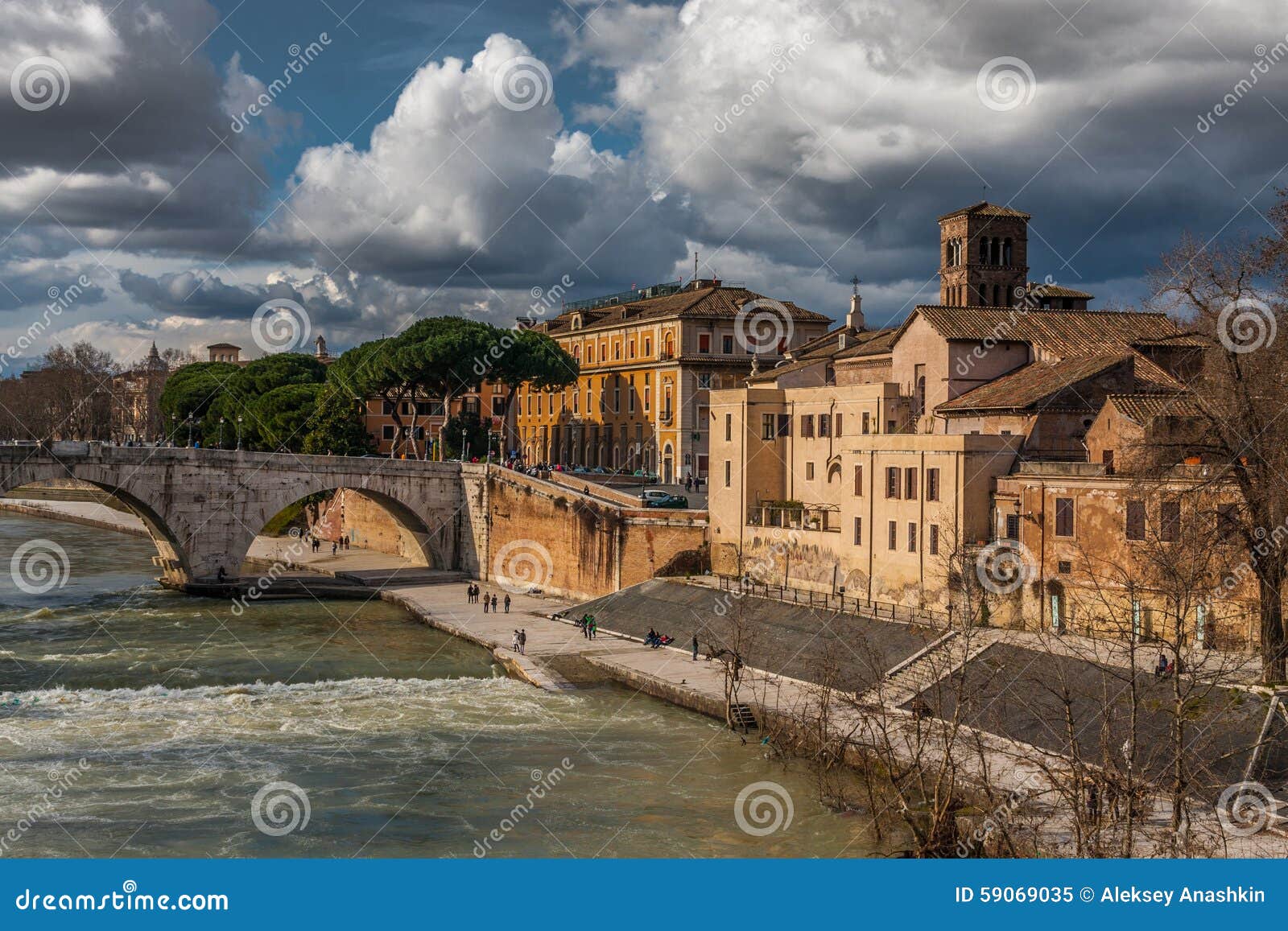 Stone bridge Pons Cestius stock image. Image of picturesque - 59069035