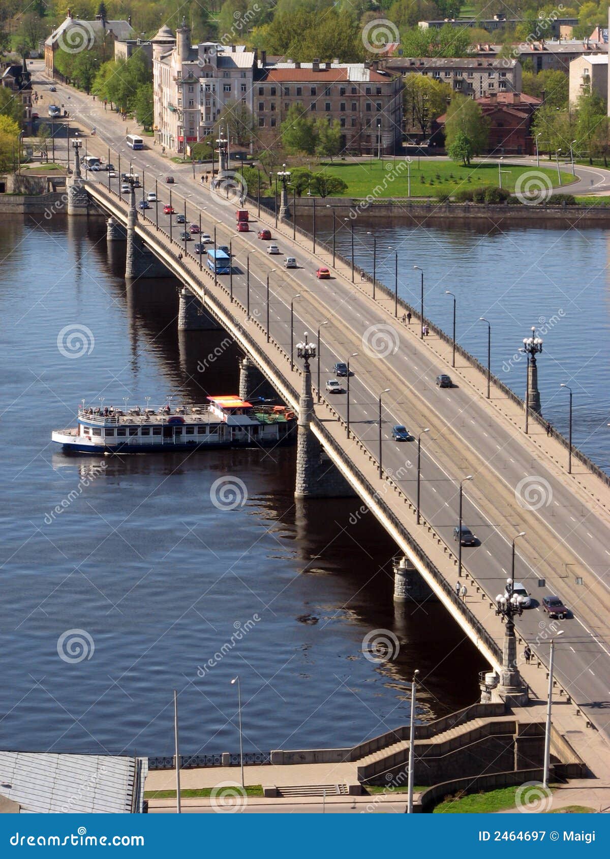 Stone Bridge in Riga stock image. Image of crossing, cars - 2464697