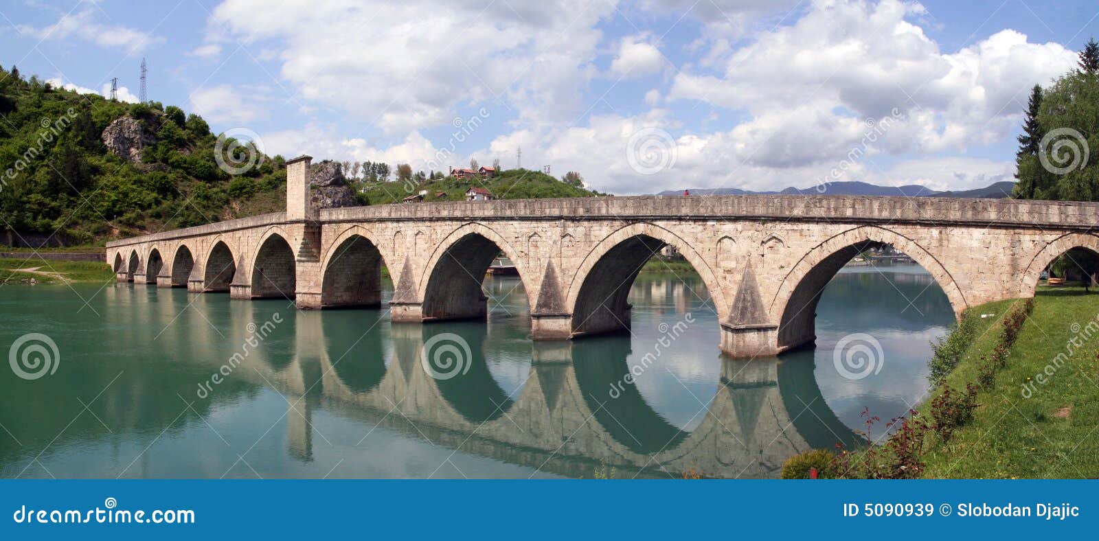 Stone Bridge on River Drina, Bosnia Stock Image - Image of culture ...