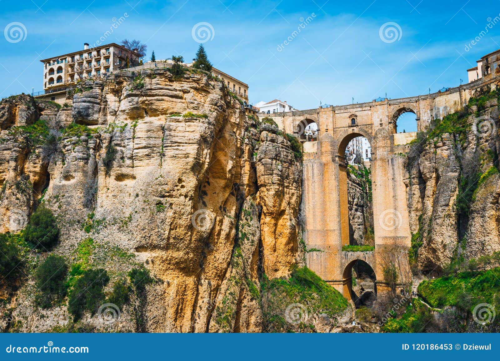 Stone Bridge in Ronda, Andalusia, Spain Stock Image - Image of green ...