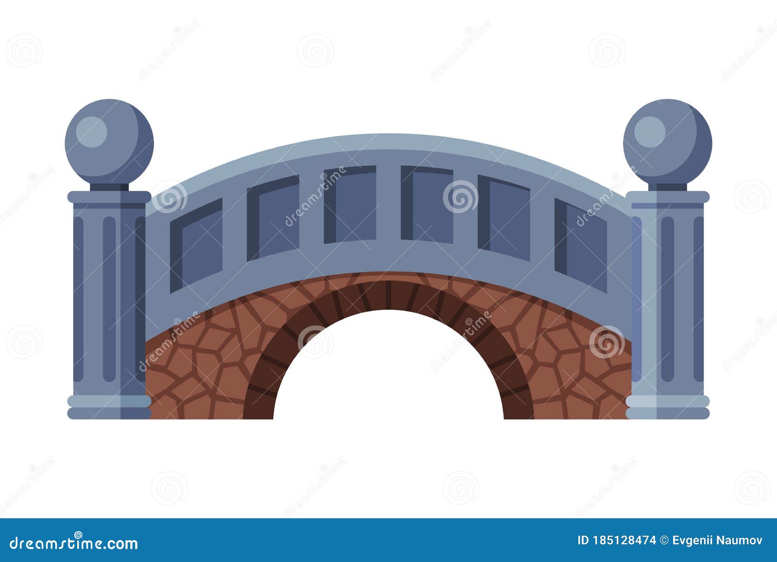 Stone Bridge, Urban Infrastructure Design Element, Flat Style Vector ...
