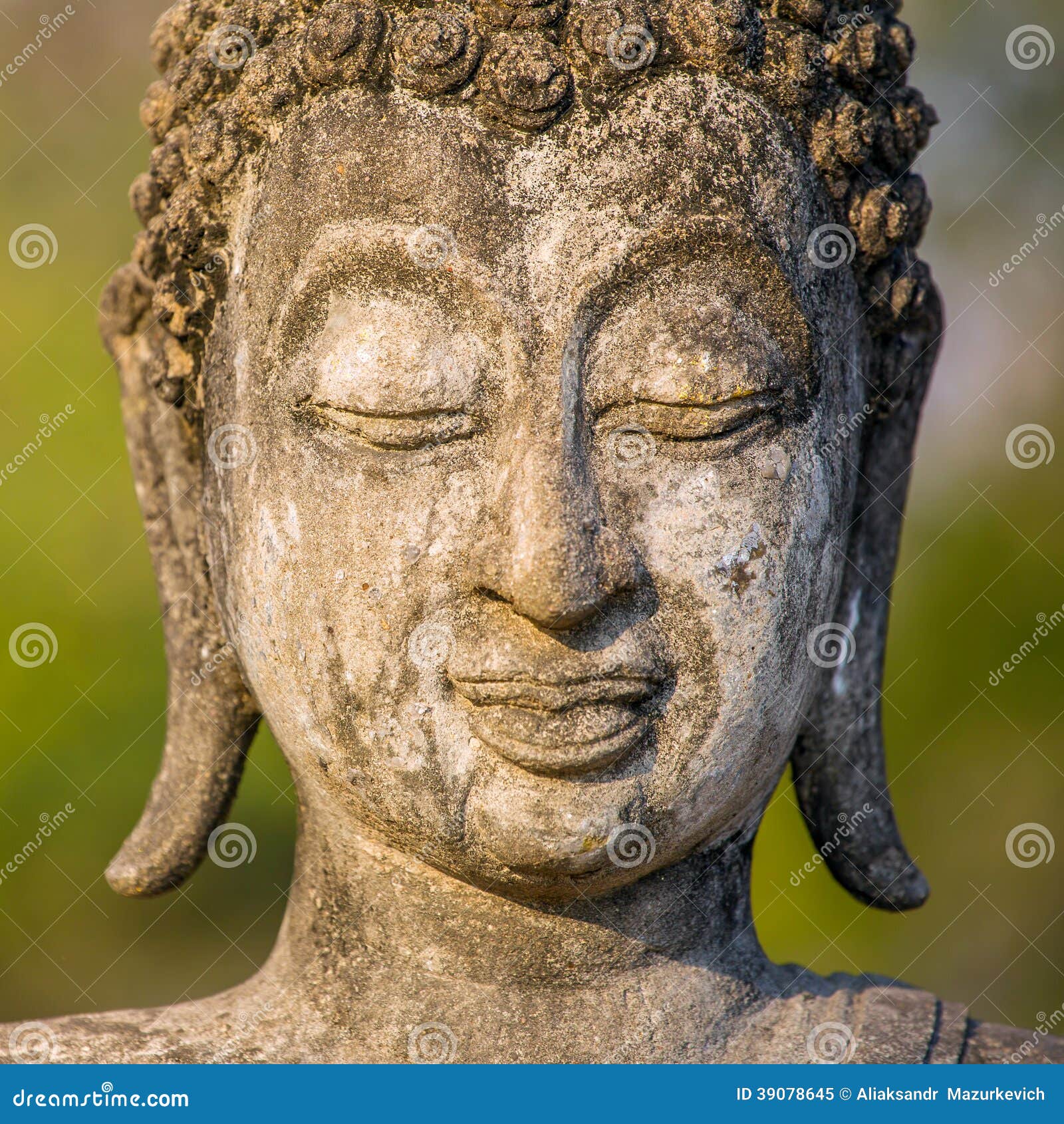 Stone Buddha head statue stock image. Image of meditating - 39078645