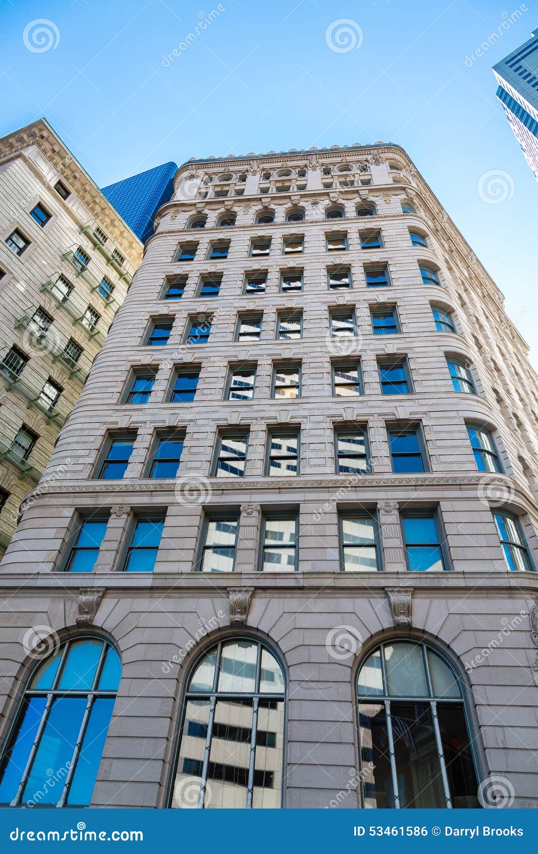 Stone Building in Boston with White Building Reflected Stock Photo ...