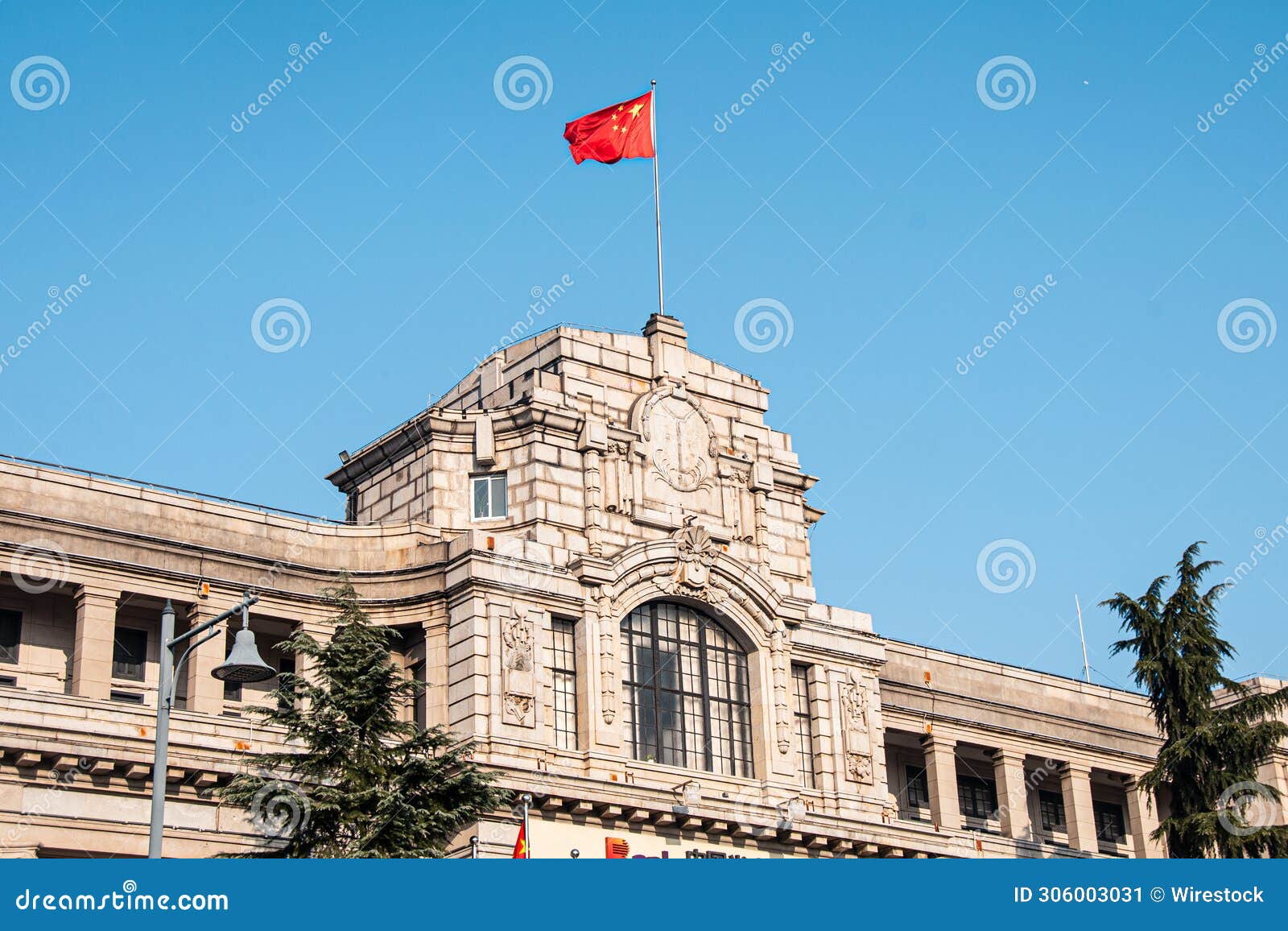 Stone Building with a Chinese Flag in Wuhan Editorial Photo - Image of ...