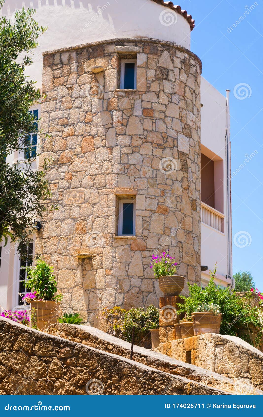 Stone Building on Crete on Beautiful Day Stock Image - Image of crete ...