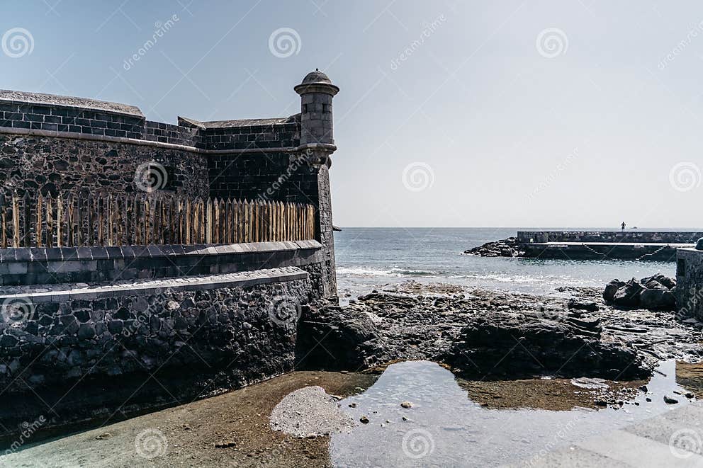 Stone Building with Sea View Stock Image - Image of scenic, water ...