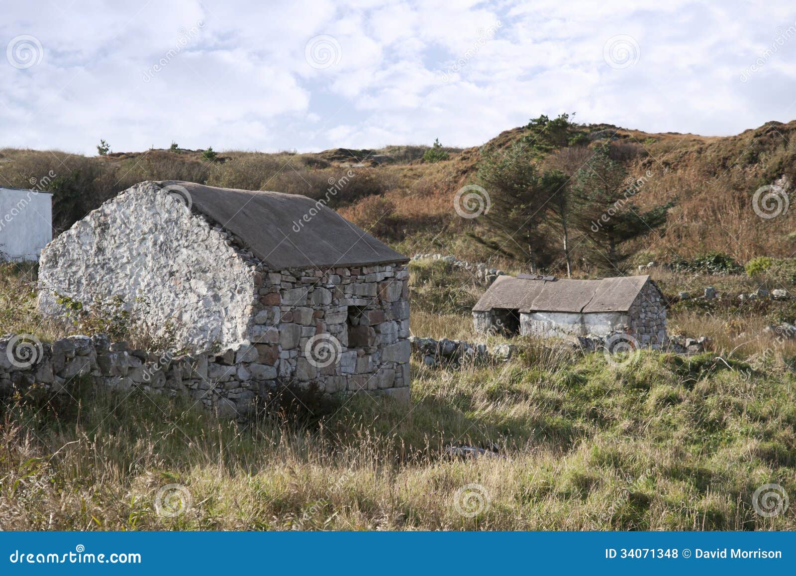 Stone Buildings in County Donegal Stock Photo - Image of lonely, green ...