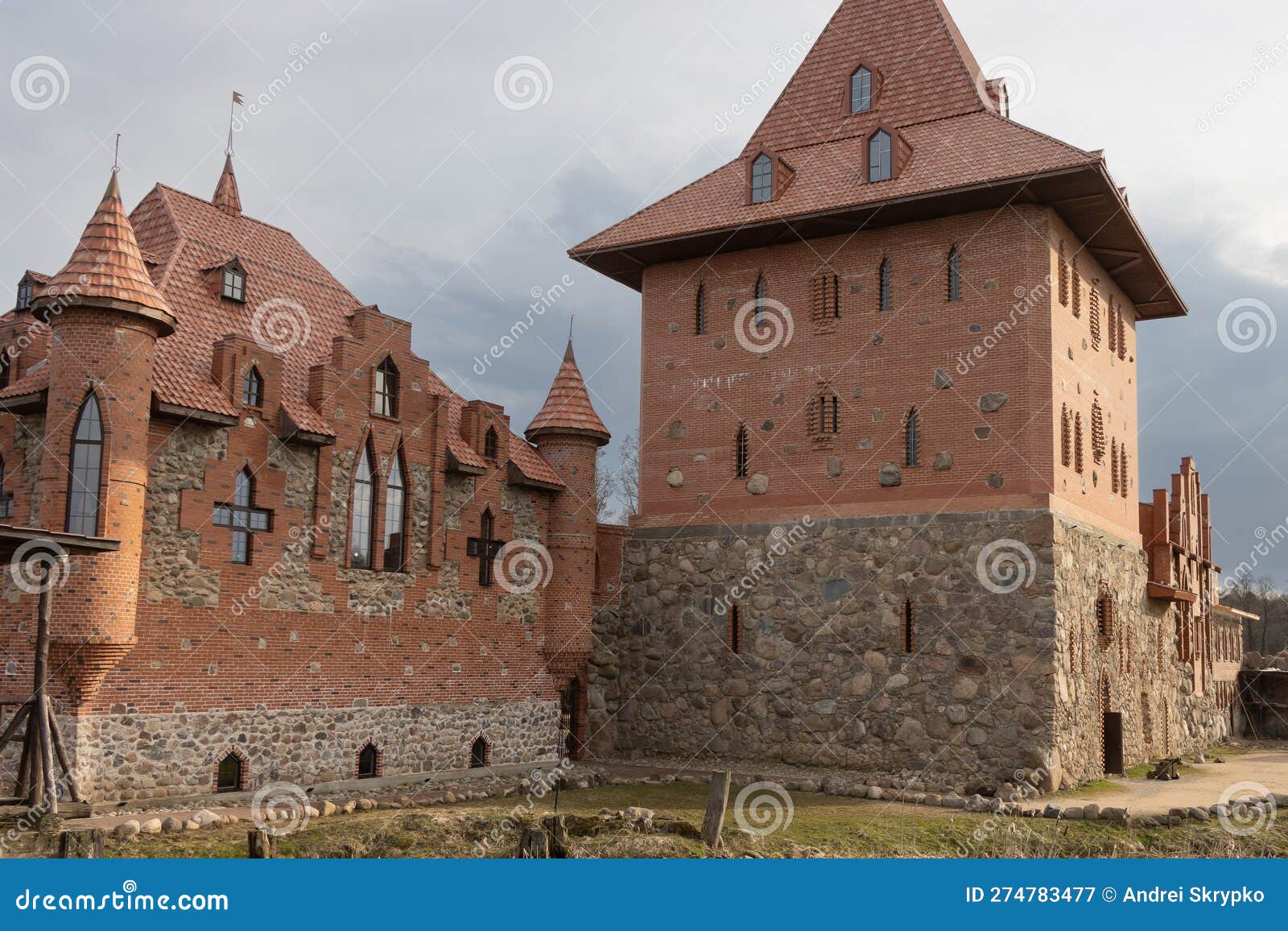 Modern Reconstruction of a Medieval Stone Castle Stock Image - Image of ...