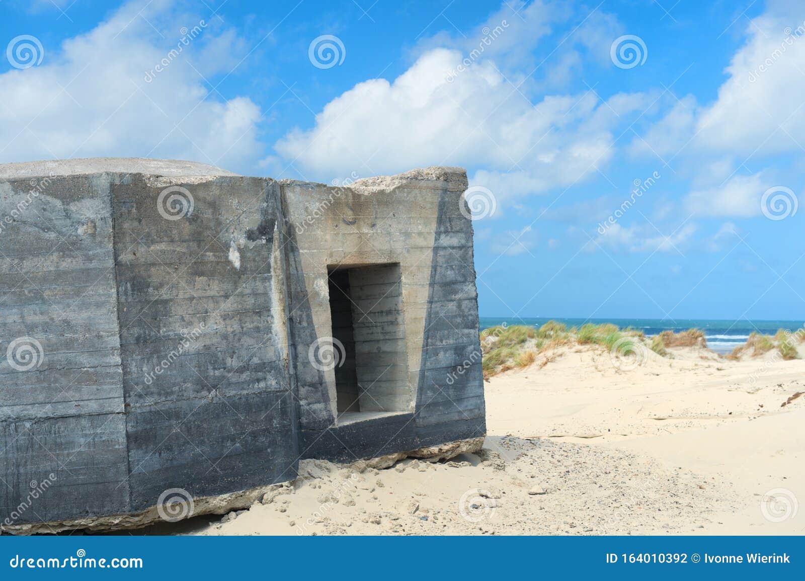 Bunker at Dutch coast stock photo. Image of line, range - 164010392