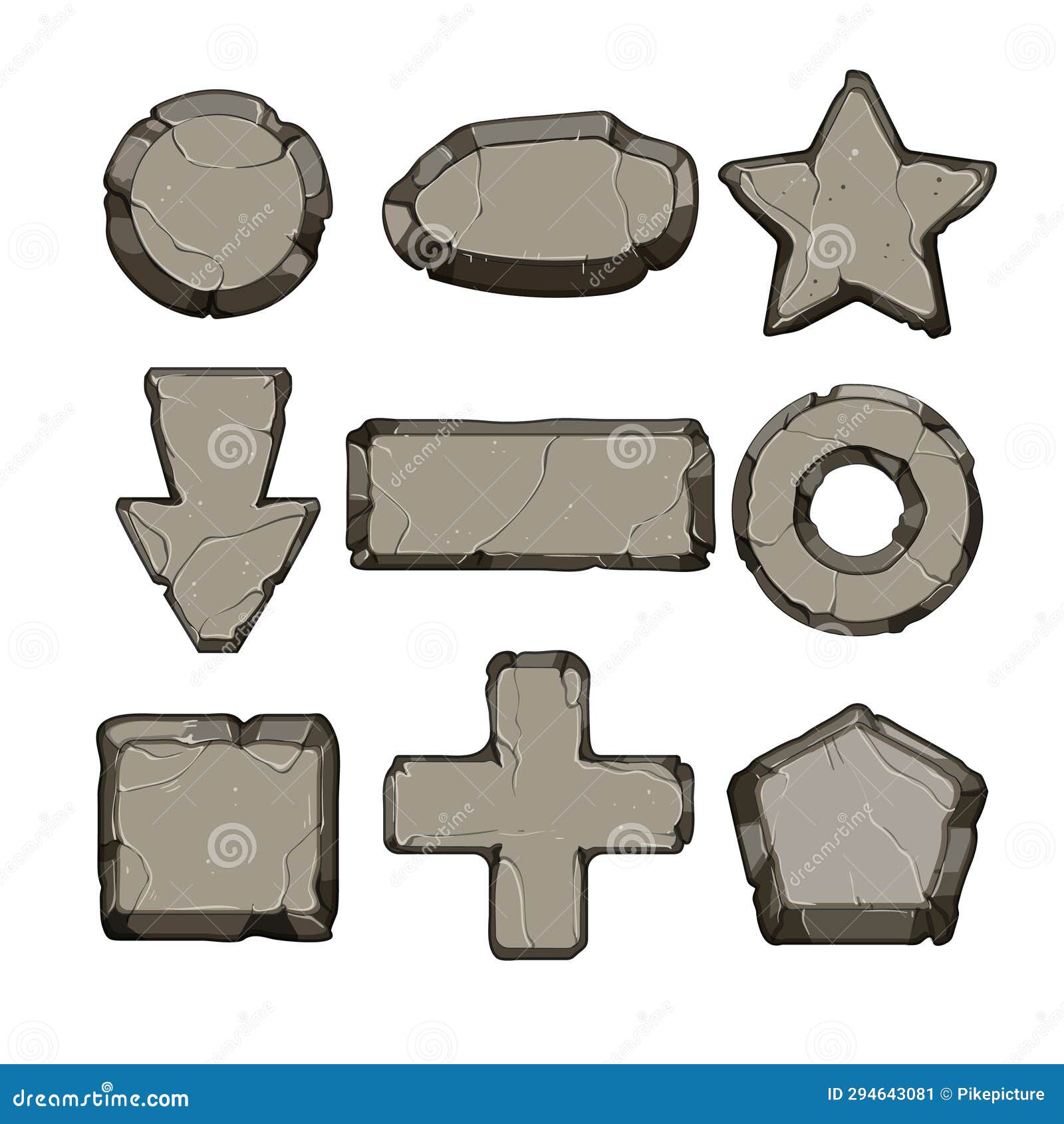 Stone Button Set Cartoon Vector Illustration Stock Vector ...