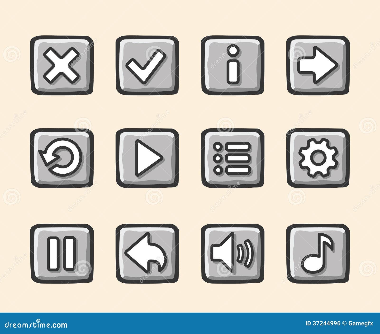 Stone buttons for game stock illustration. Illustration of interface ...