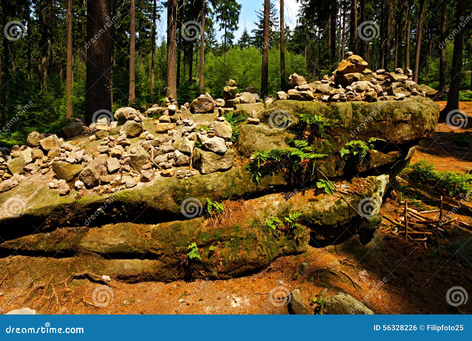 Stone cairn stock photo. Image of forest, calm, high - 56328226