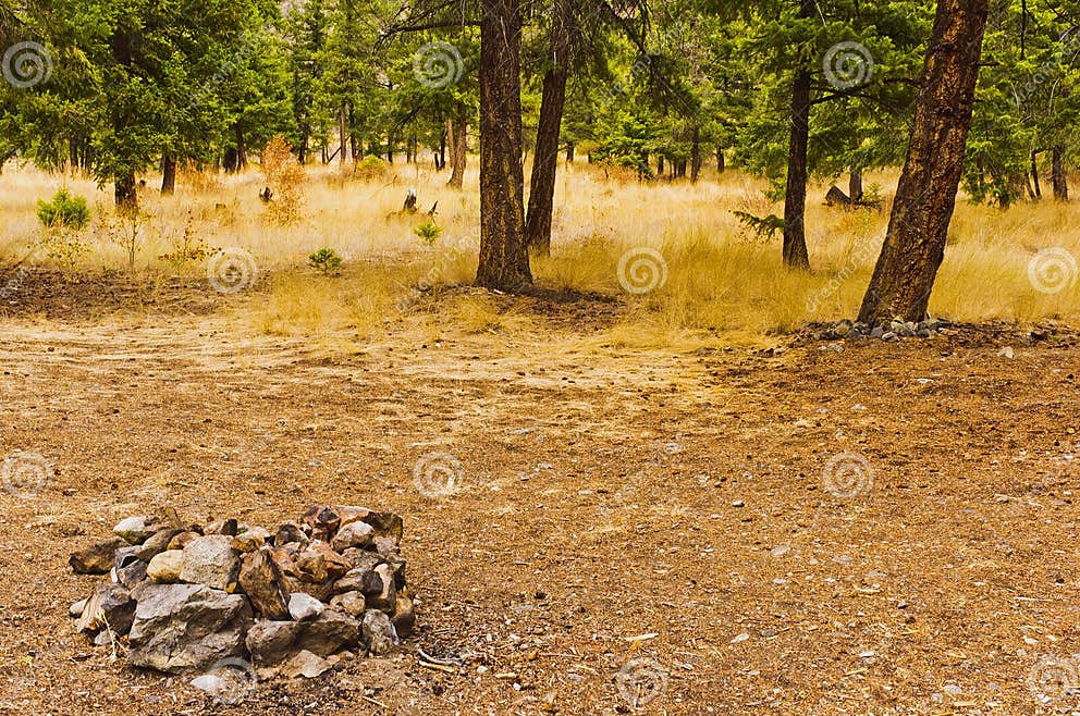 Stone campfire ring stock image. Image of clearing, campfire - 114511789