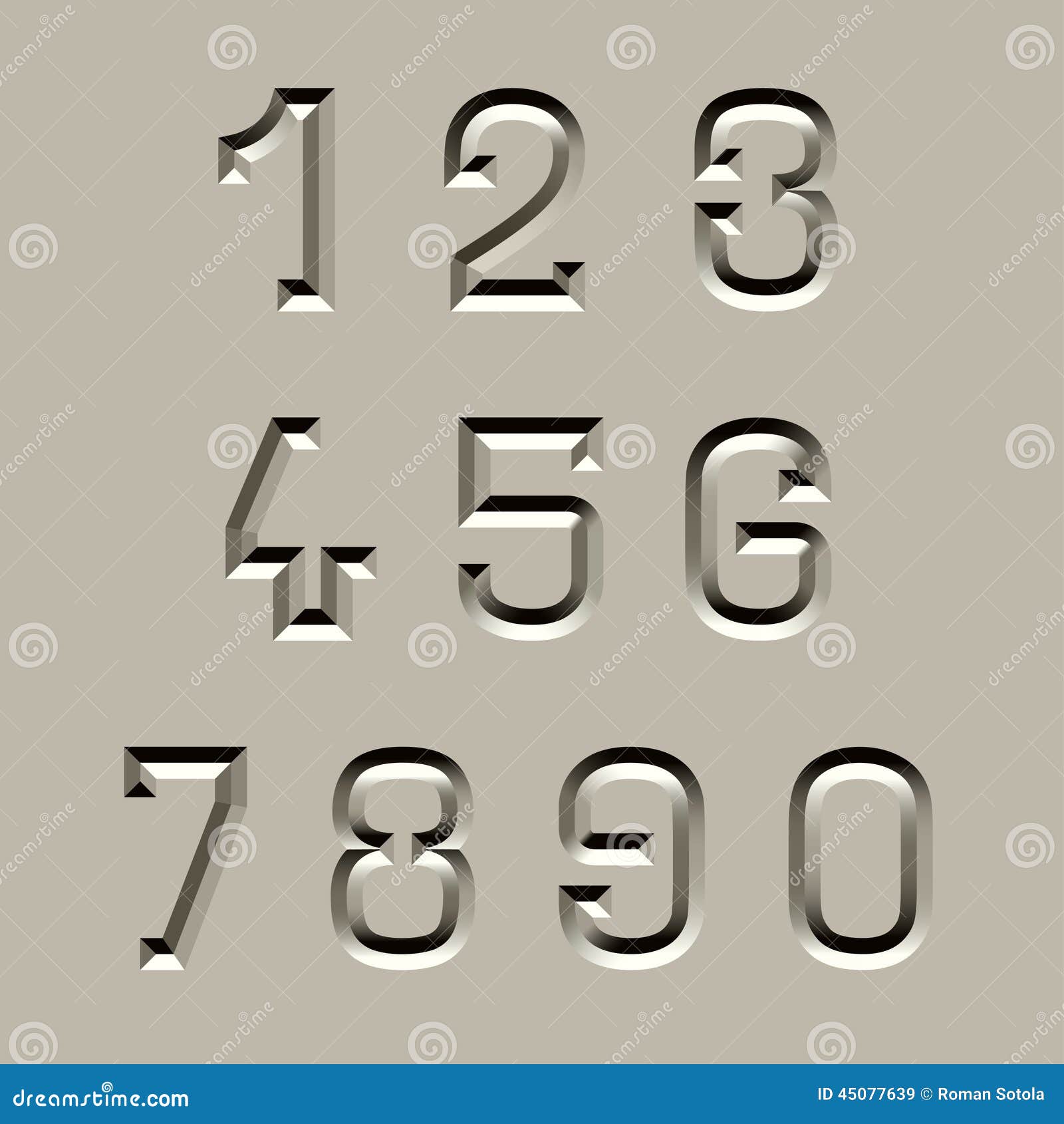 Stone Carved Font Numbers Cartoon Vector | CartoonDealer.com #45077639
