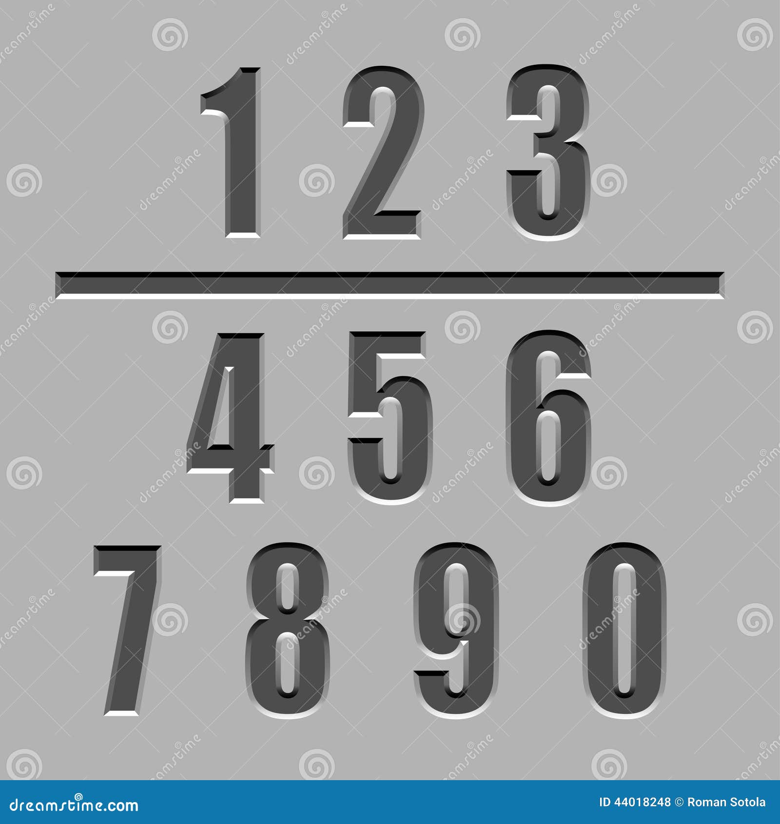Stone Carved Font Numbers Cartoon Vector | CartoonDealer.com #45077639