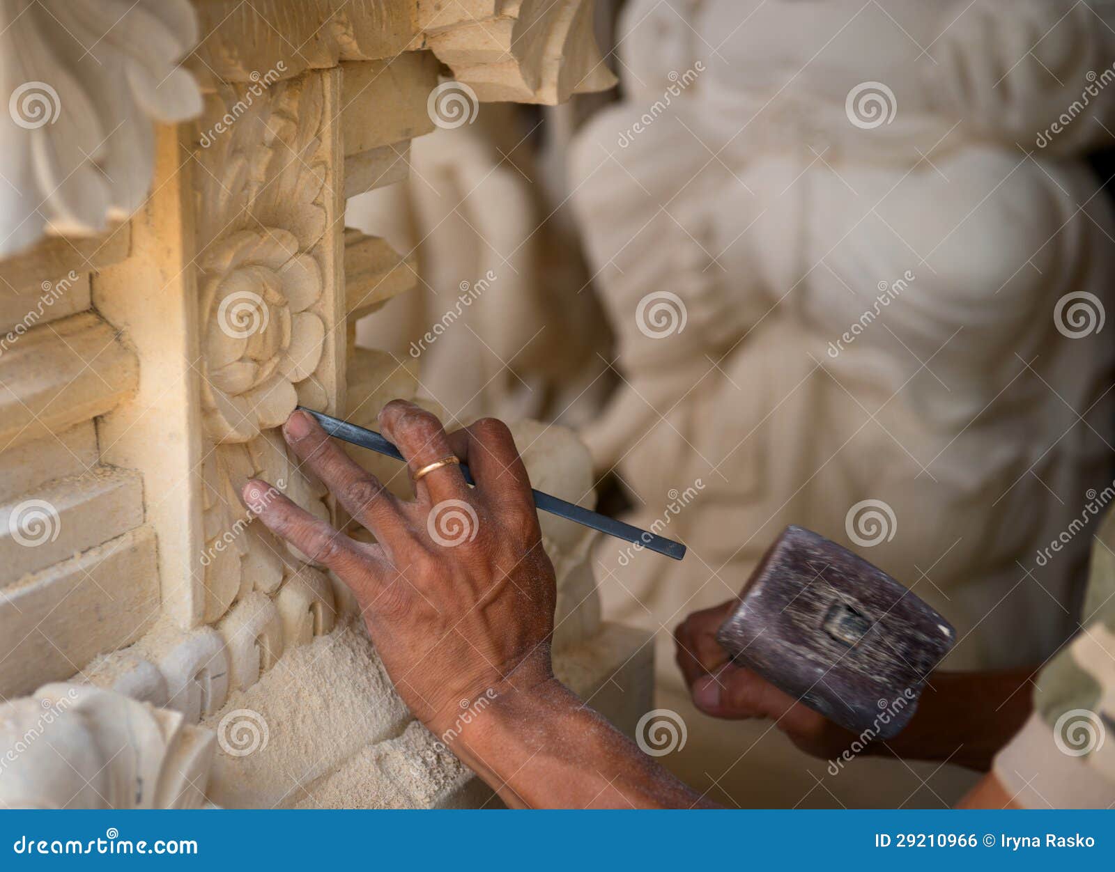 Stone carving at process stock photo. Image of profession - 29210966