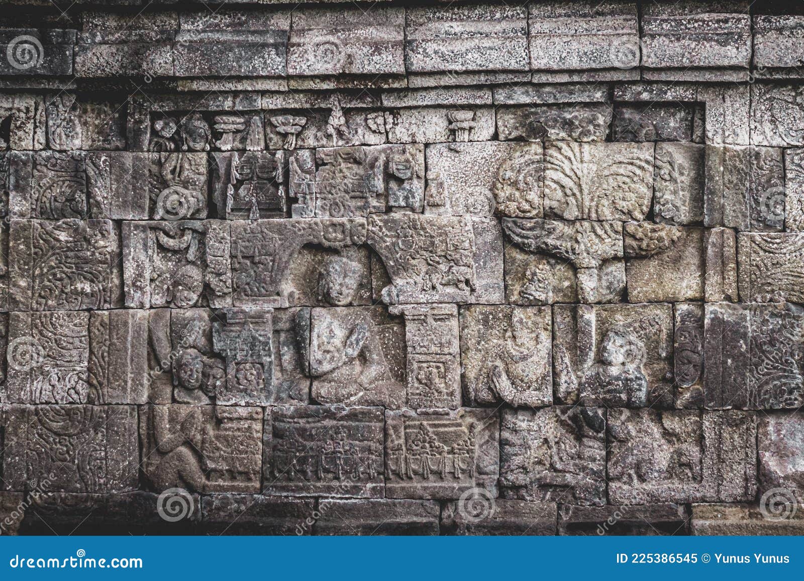 Relief in Borobudur temple stock image. Image of carvings - 225386545