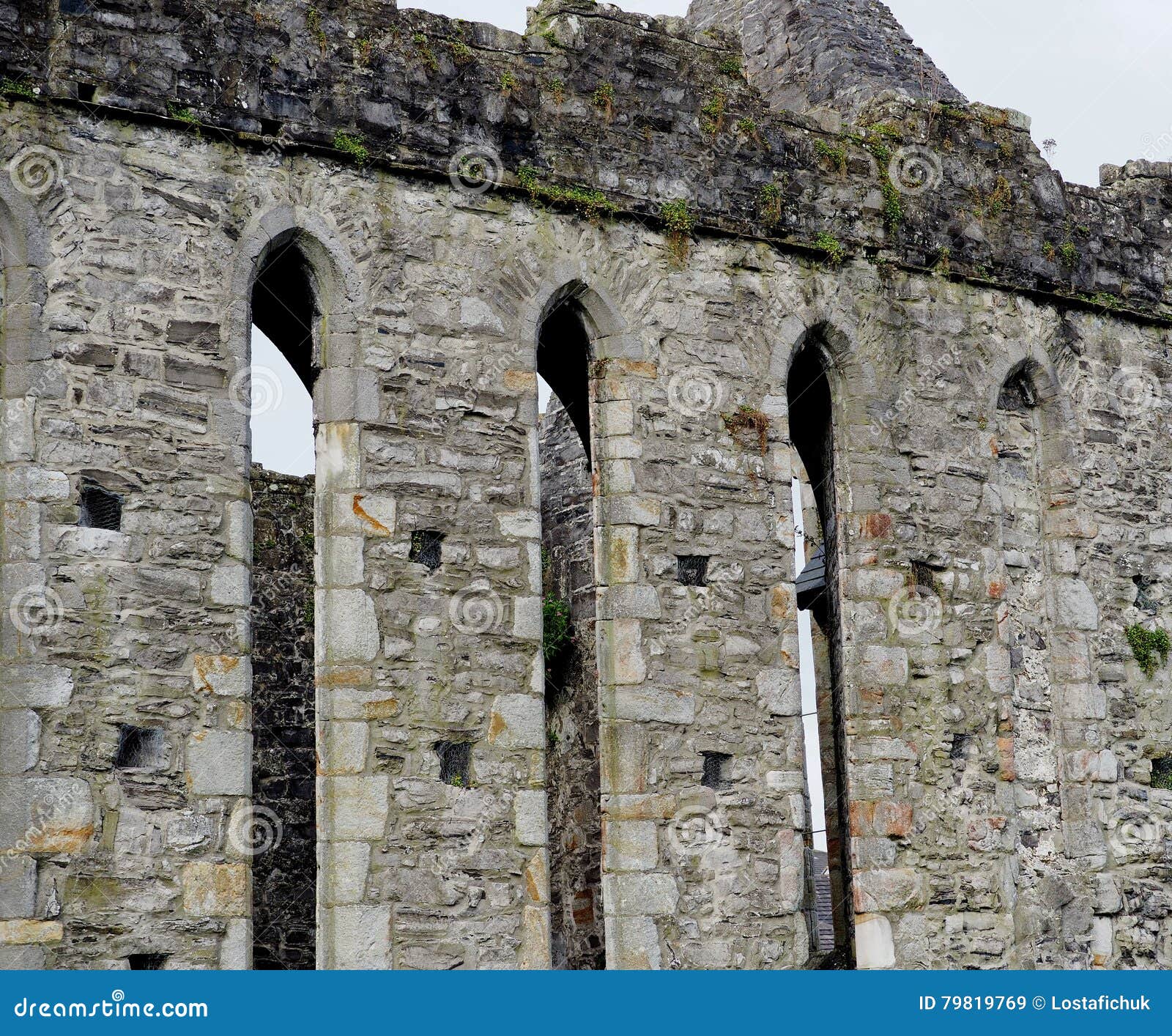 Stone Castle with Arches in Ireland Stock Image - Image of turret ...