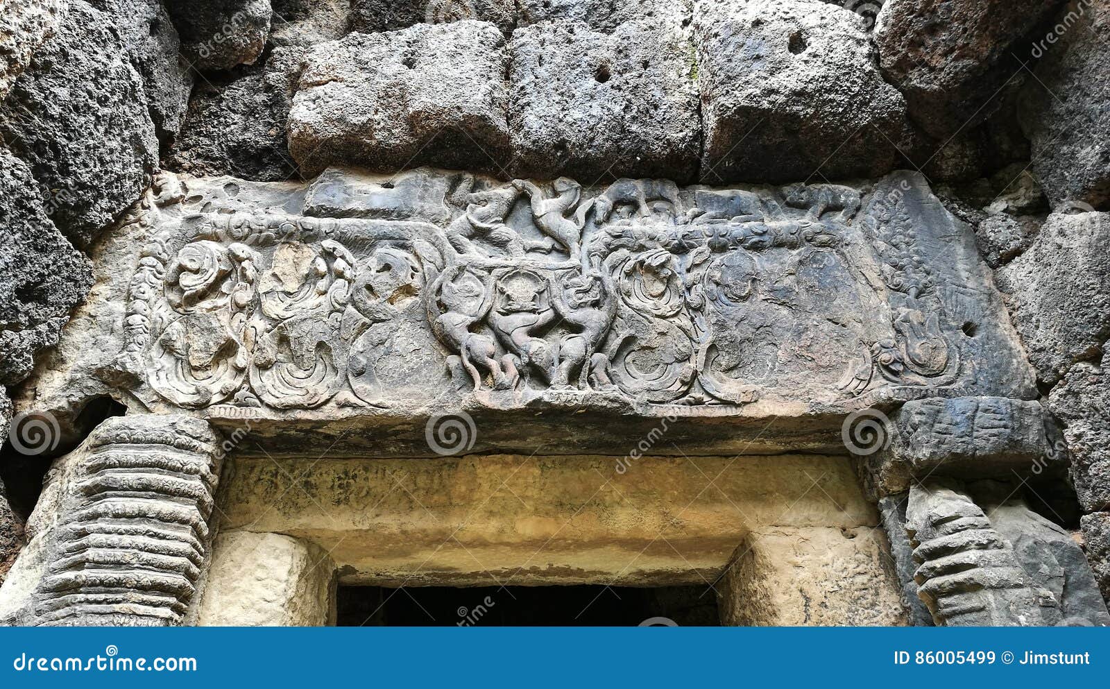 Stone Castle Lintel in Thailand Stock Image - Image of hindu, angkor ...