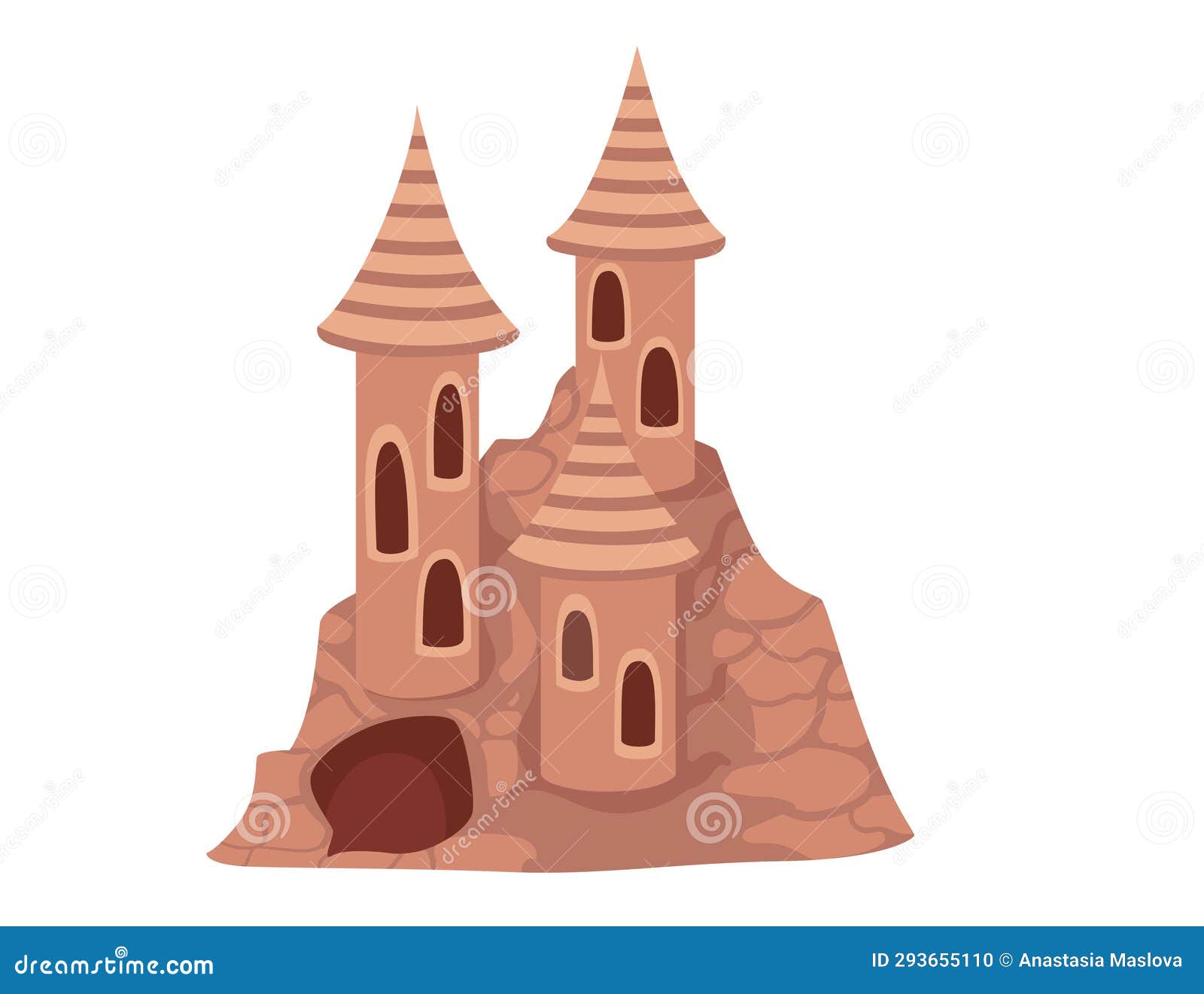 Aquarium With Castle, Diskus And Guppy. Cartoon Vector Illustration On ...