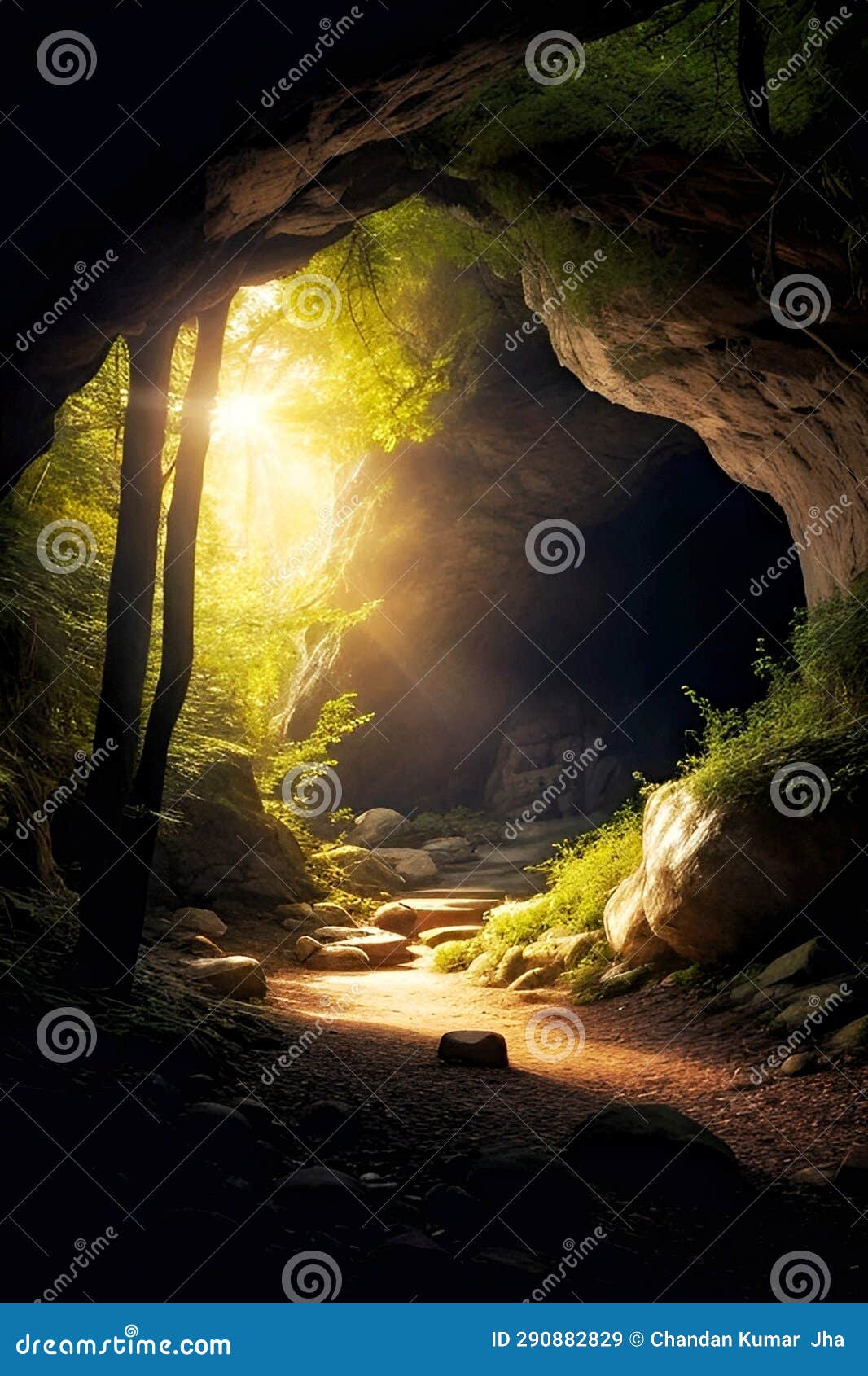 A Stone Cave with a Beautiful Sunlight. Stock Image - Image of stone ...